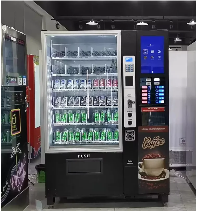 Hot Coffee Brewed Combo Vending Machine with Refrigerated Room ...