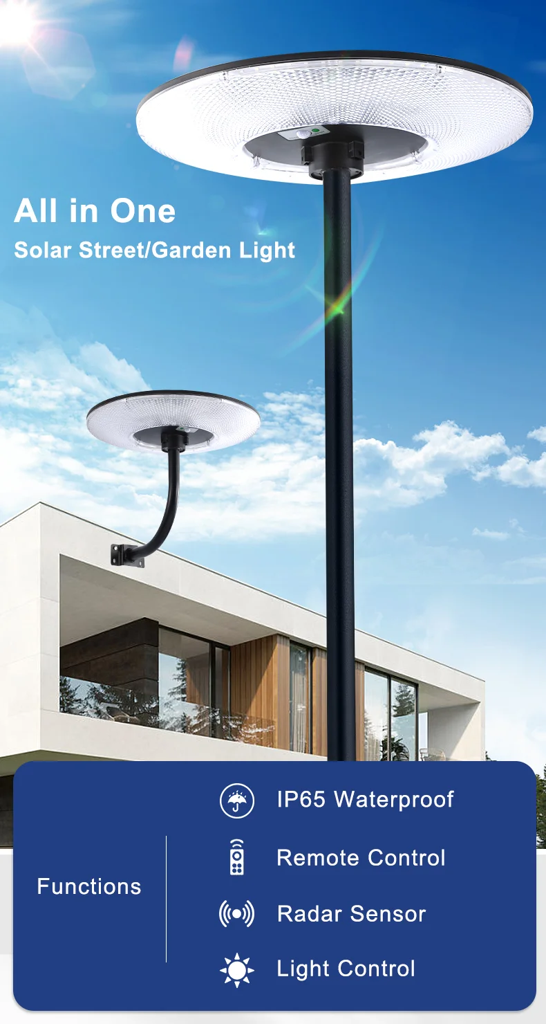 All in One UFO Solar Light Outdoor Waterproof Renewable Energy Garage Park Solar Lamp Integrated ...