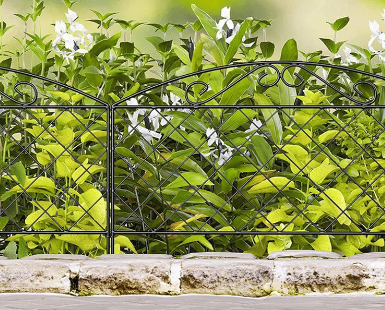 Metal Garden Fence Panel Set,Rustproof Wrought Iron Small Garden Fence ...