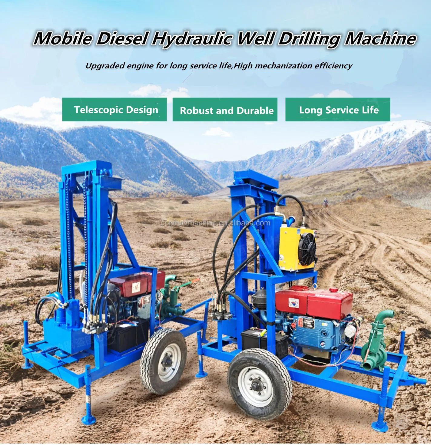 300m Depth Hydraulic Borehole Water Well Drilling Rig Machine