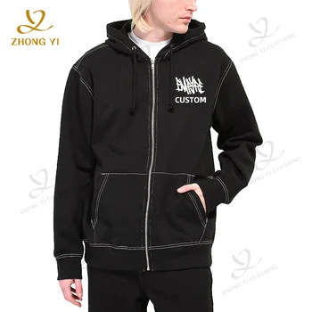 Custom Zip Up Hoodie Oversize 100% Cotton Heavyweight 450 Gsm Men 3d ...