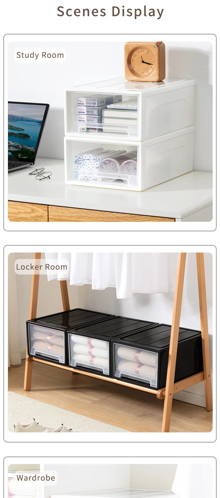 Stackable White Organizer Plastic Storage Drawers Storage ...