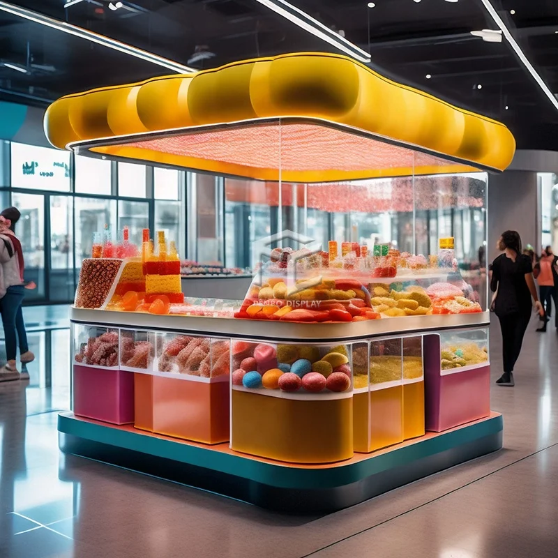 Wholesale Bespoke Retail Candy Kiosk Custom Mall Kiosk Sweets Colorful ...