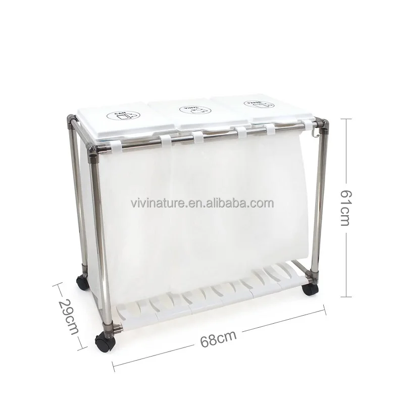 Garbage Recycle Sorter with Wheels - 2 to 4 Compartment Cart