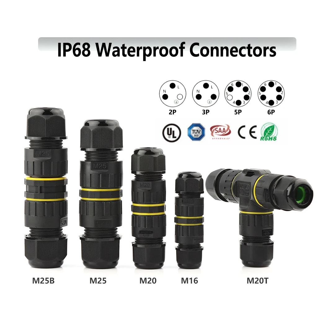 M25 M20 M16 Waterproof Power Wire Connectors - IP68 Level
