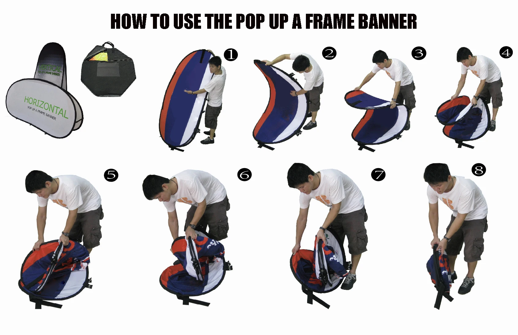 Portable Display Folding A Frame Stand Up Banner" Vertical Pop Up Sport ...