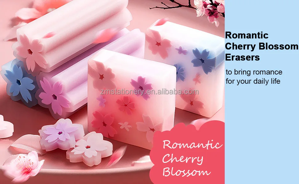 Customize Wholesale Kawaii Girl Pink Artists Flower Erasers Cherry ...