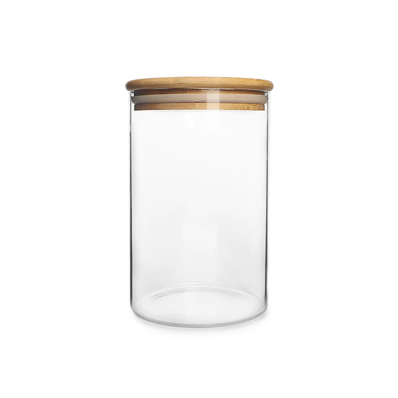 Alibaba.com: High Borosilicate Cylinder Glass Jar with Airtight Bamboo ...