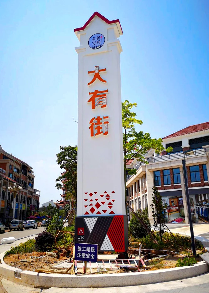Large Outdoor Pylon Sign Guide Vertical Shopping Mall Parking Lot Guide ...