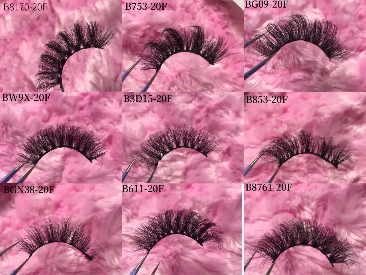 Wholesale Human False Eyelashes - 20mm Fluffy Mink Lashes