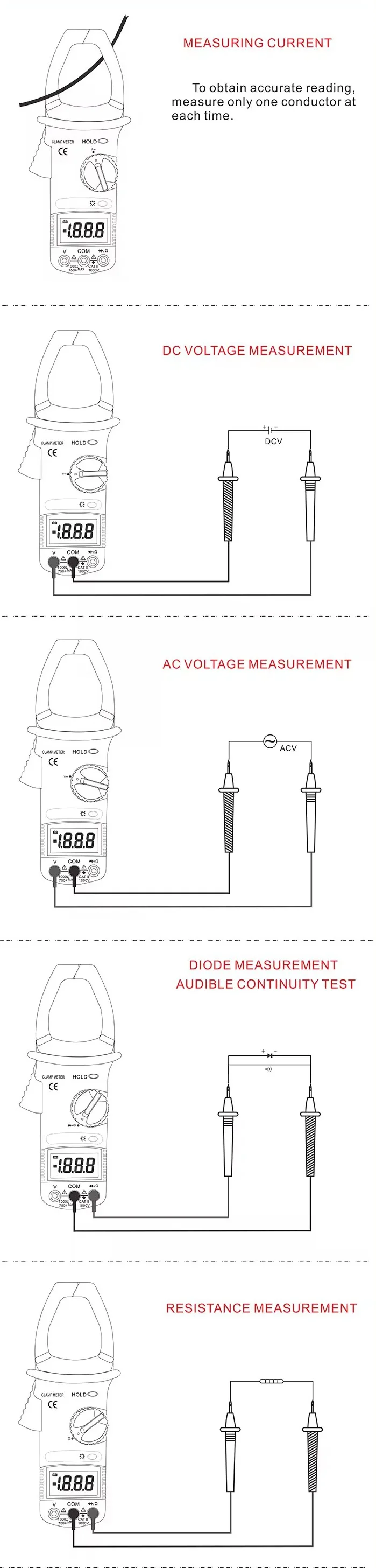 DT201 Digital Clamp Meter with Data Hold Super Big Size Jaw| Alibaba.com