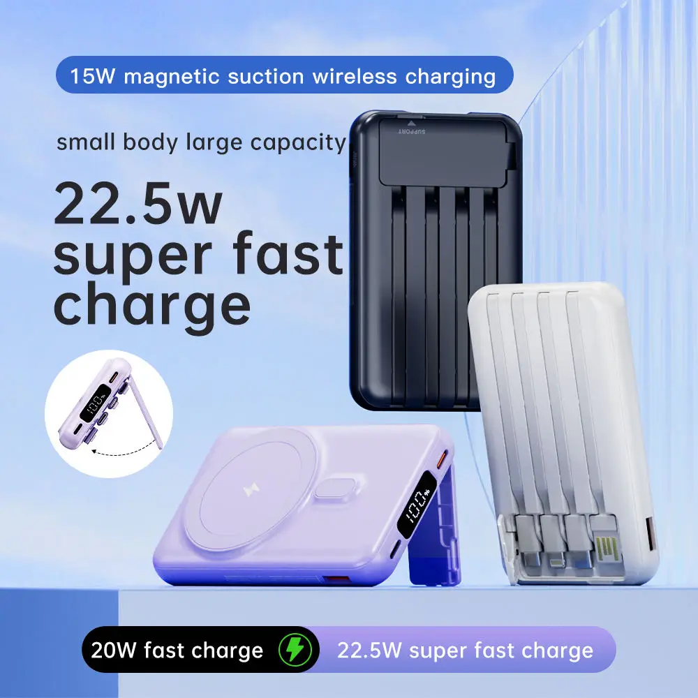 Portable 10000mah Wireless Power Station 22.5w Pd 20w Fast Charger For ...