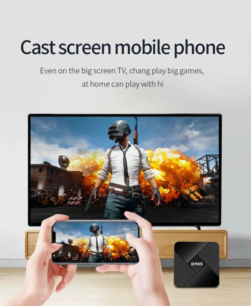 D905 4K Ultra HD 4GB+32GB Wifi Android 10.0 Quad Core Smart TV Box ...