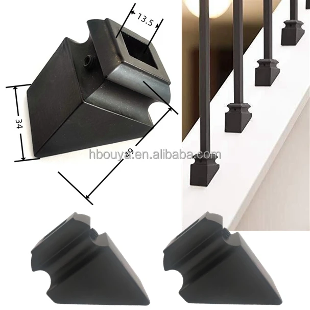 OUYA Modern Indoor Aluminum Staircase Baluster Angled Base Collar Shoes ...