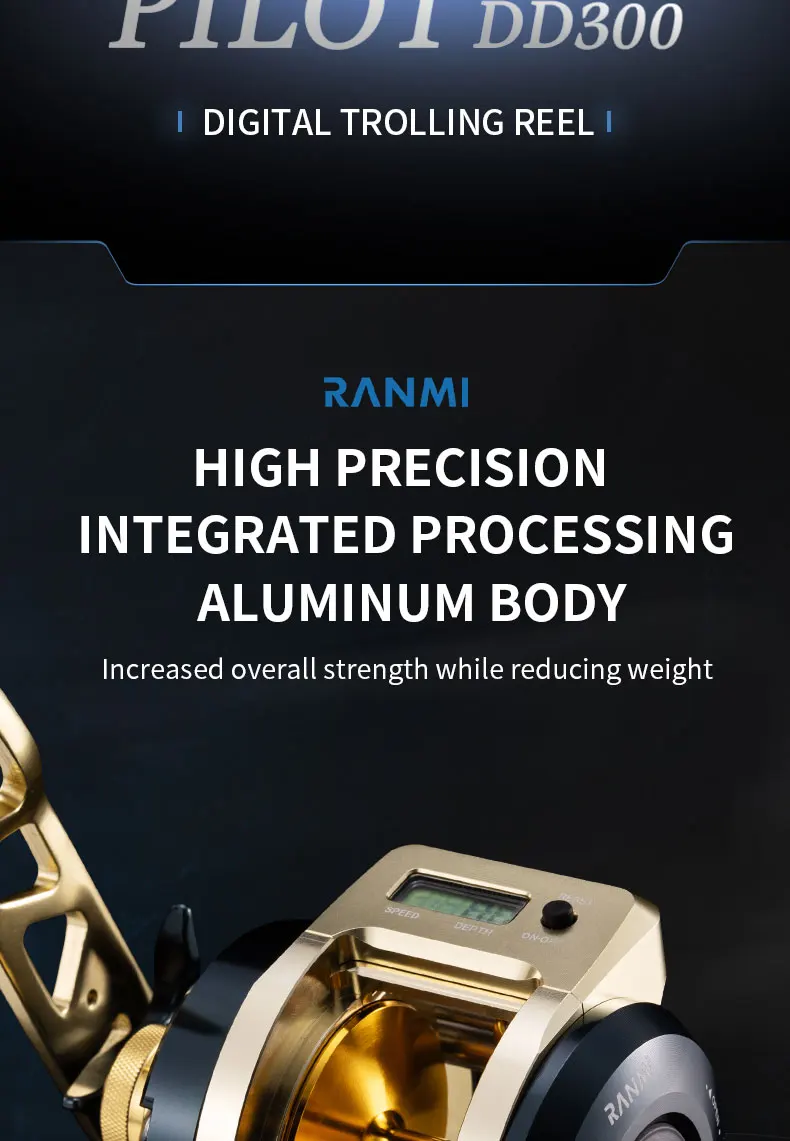 RYOBI RANMI PILOT DD300 - Precision Trolling Reel for Saltwater Fishing
