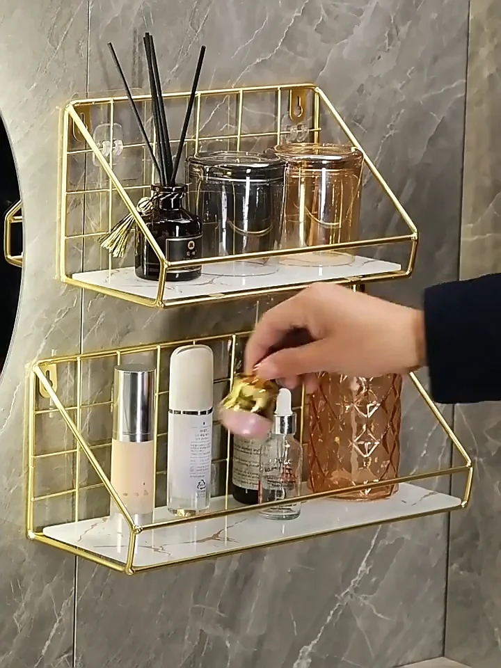 Bathroom Shelving Iron Lipstick Brackets Unit Glass Wall Hanging ...