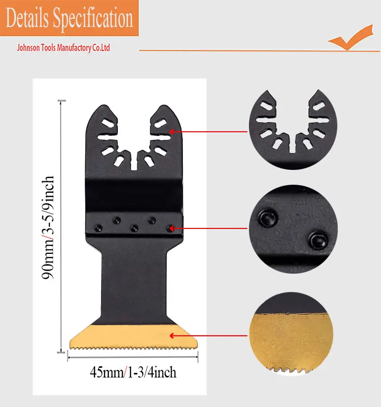 45mm Titanium Bim Teeth Oscillating Cutting Saw Blades For Wood Plastic ...