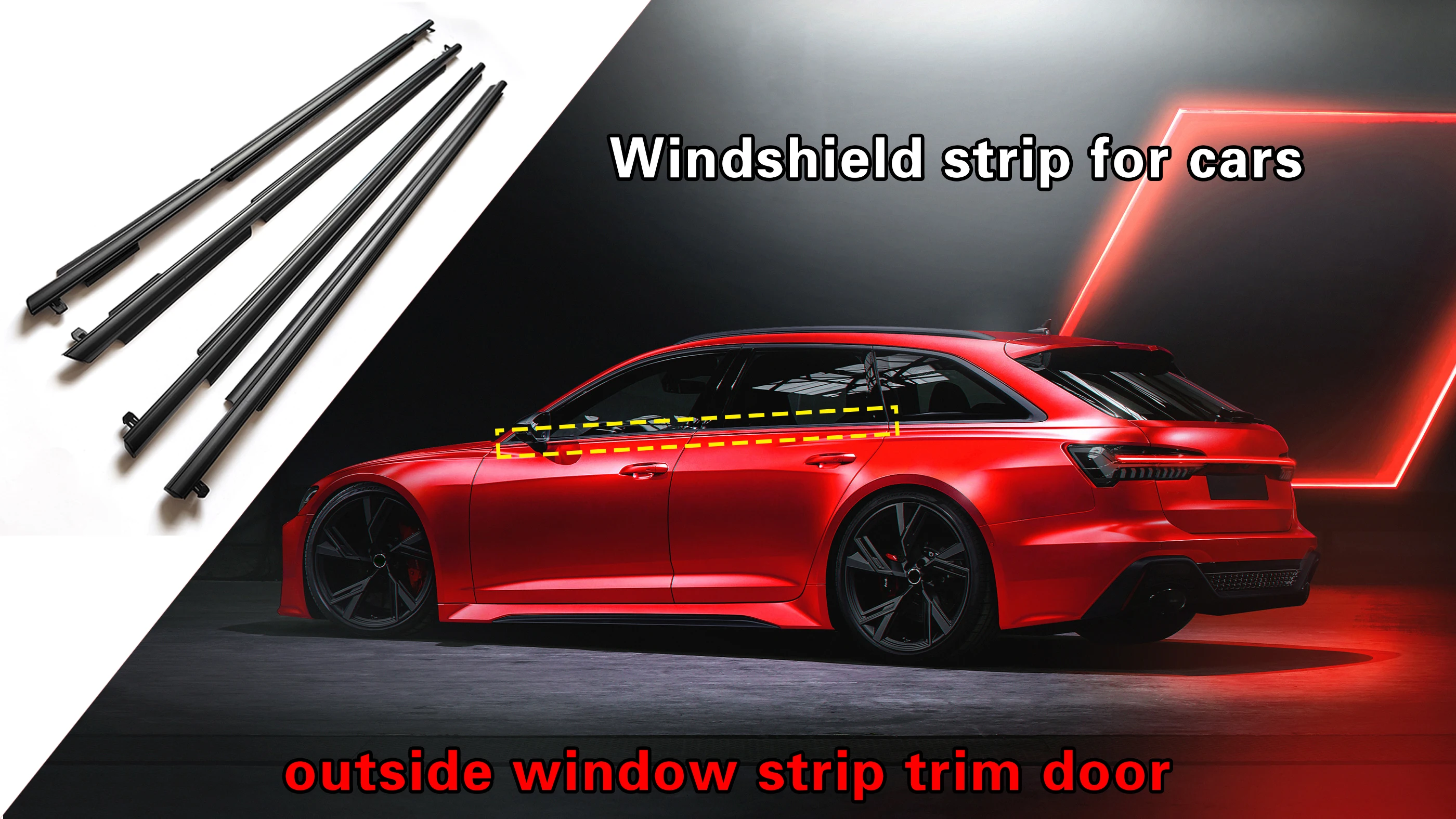 Car Body Kit Accessories Window Bright Glossy Black Decorative Strip ...