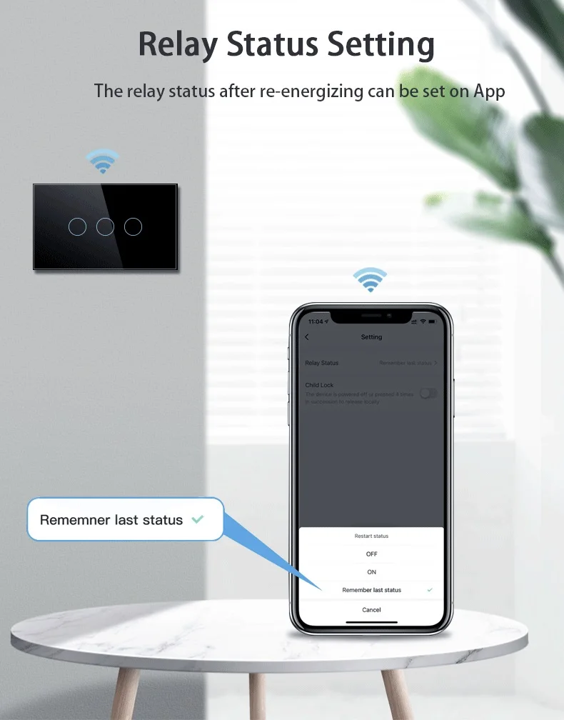 Smart Home WiFi Wireless Remote Control Wall Switch Tuya Smart Glass ...