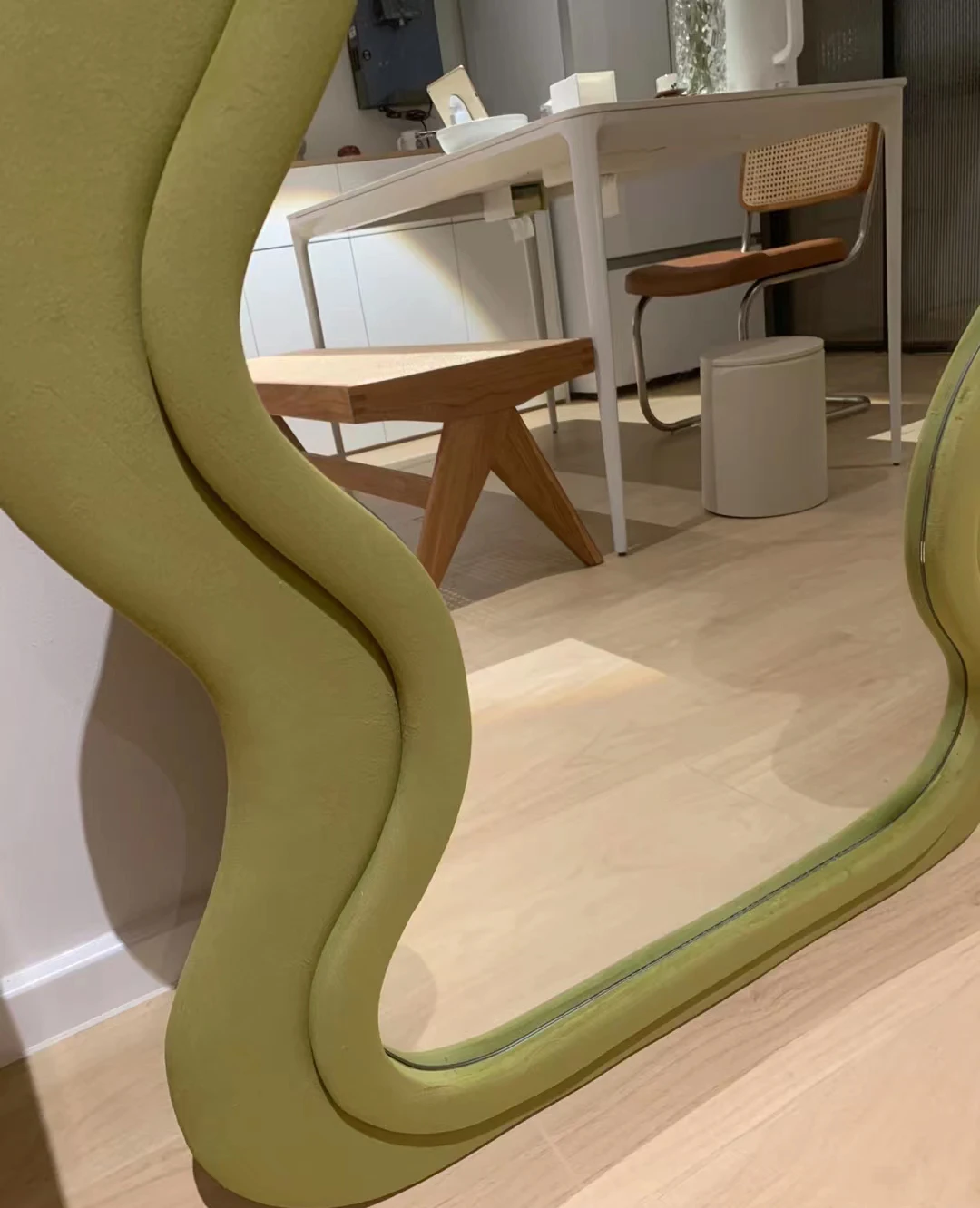 Ins Style Blue Color Full-length Makeup Mirror Wavy Irregular Cosmetic ...