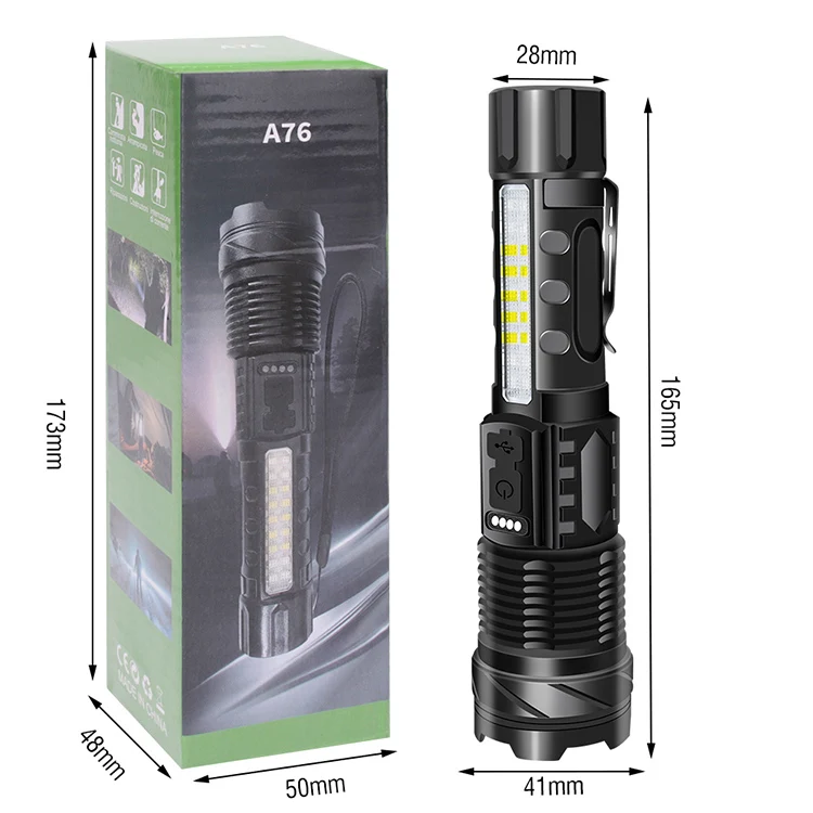 A76 20000lm High Powerful Flashlight 7 Woking Modes Type-c Led ...