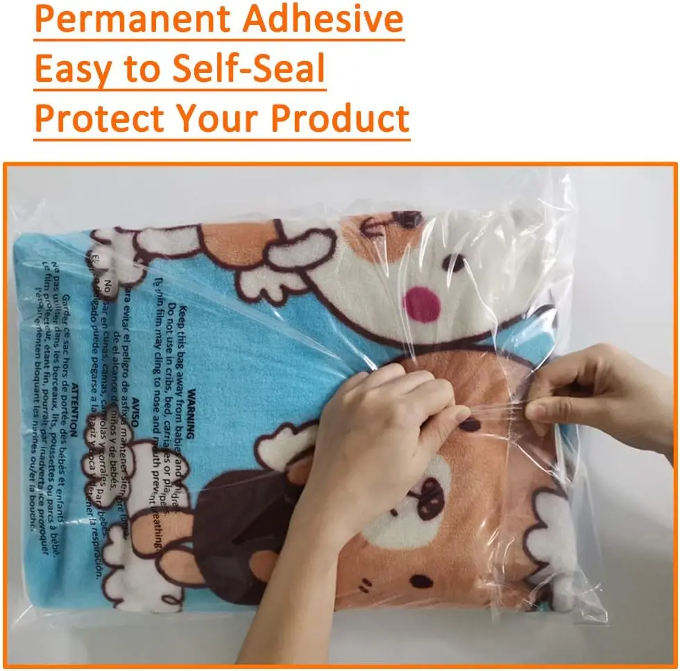 Suffocation Warning Print Ldpe Flat Packaging Clear Poly Bags With ...