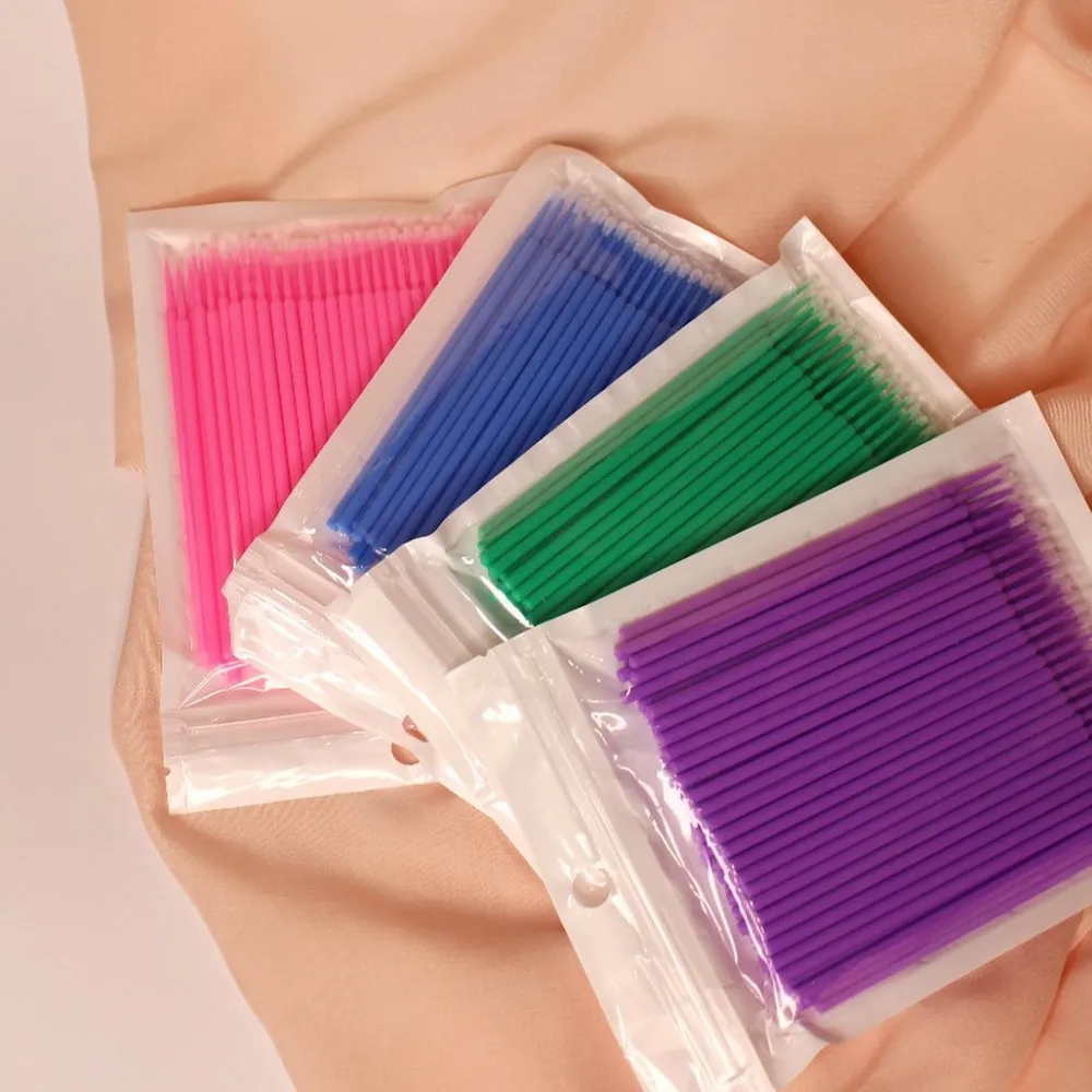 Pink Long Micro Brushes Micro Swabs Disposable Lash Microbrush Lash ...