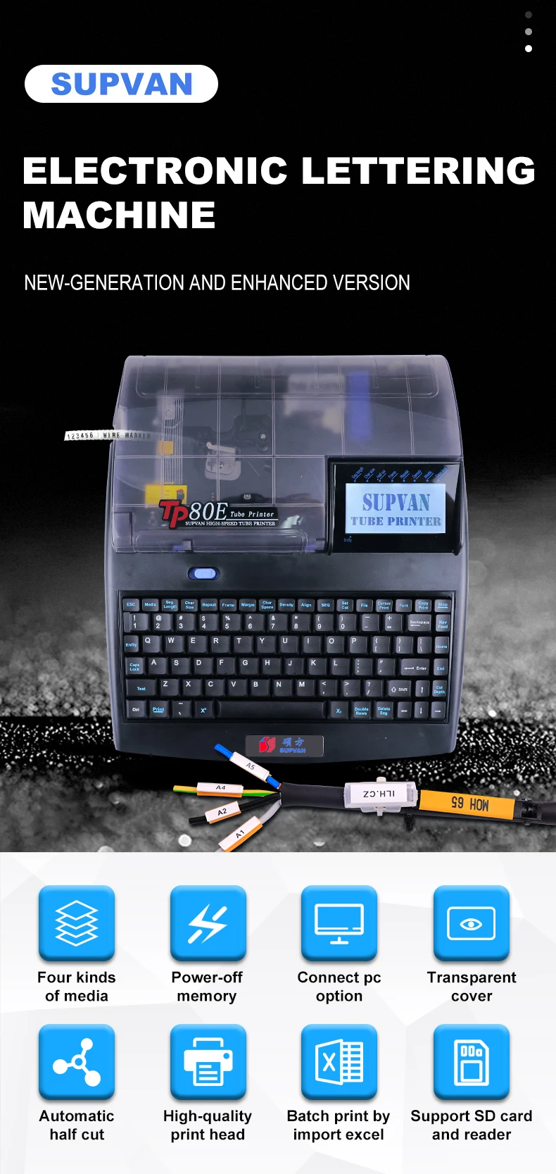 Supvan Tp80 Tube Marking Heat Tubing Cable Shrink Sleeves Printer - Buy ...