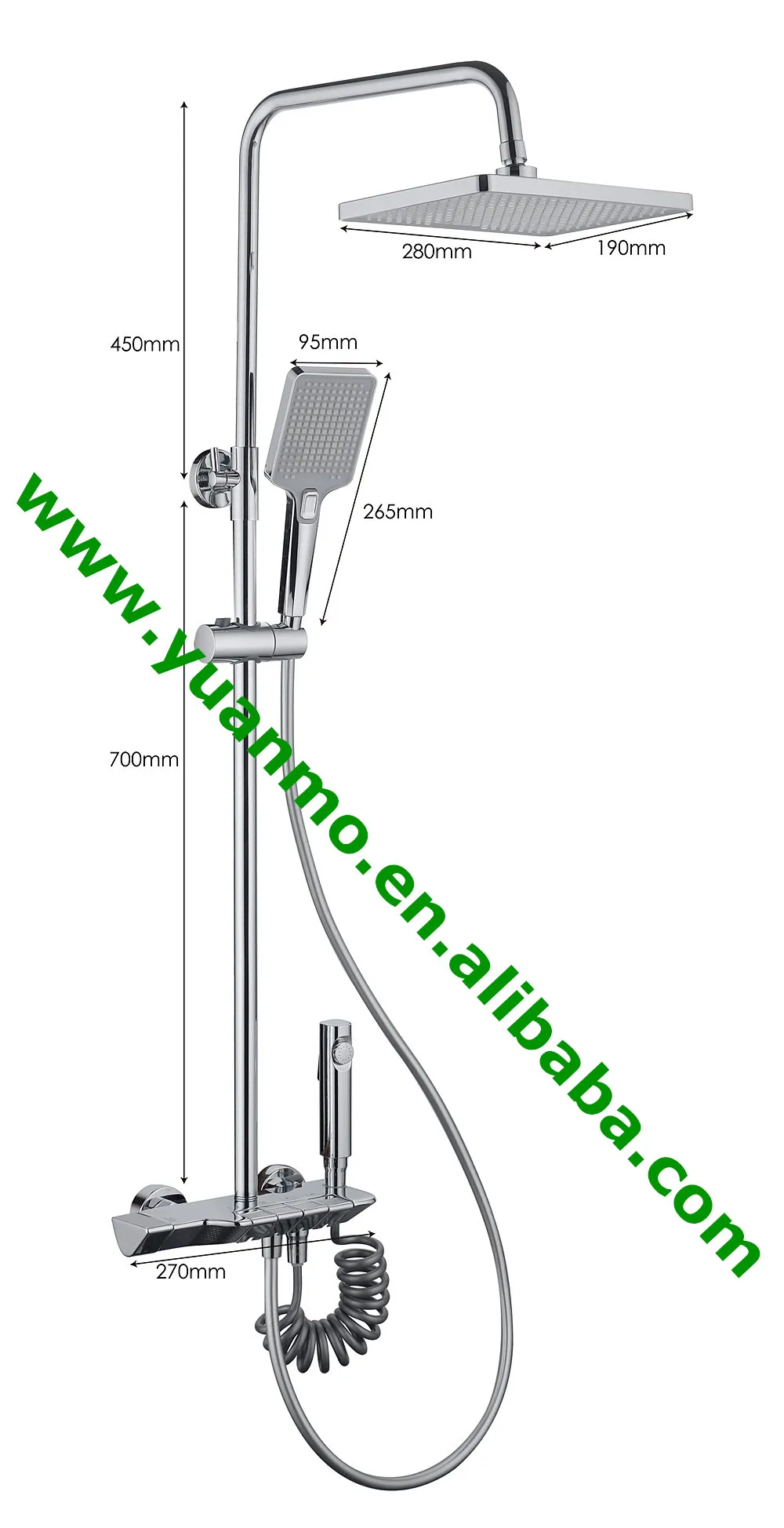 Concealed Ceiling Mounted Shower Set Thermostat Copper Piano Rain ...