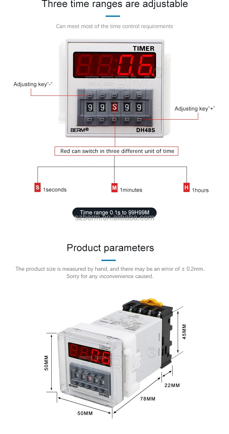 BERM DH48S-1Z Digital LED Programmable Timer Relay Switch