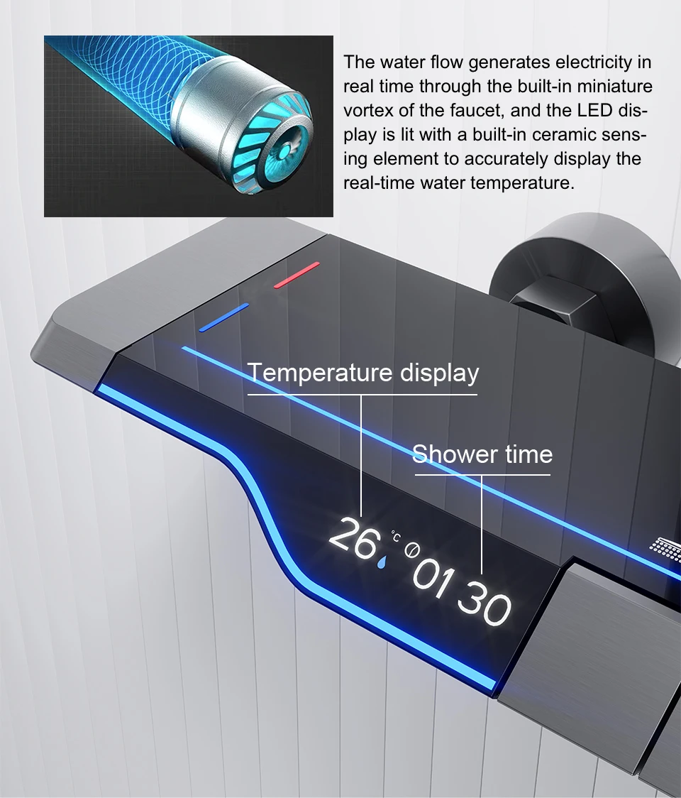 Intelligent LED Digital Shower Control Set - Adjustable Thermostat ...