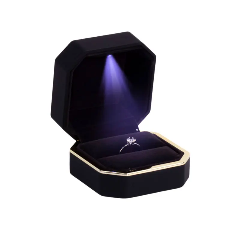 Luxury Velvet Ring Case with LED Light - Perfect for Proposals