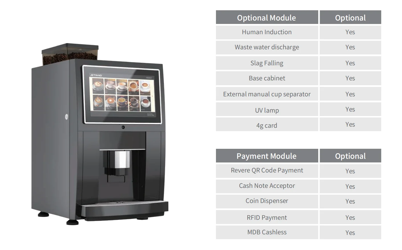 Jetinno JL24-ES4C Instant Coffee Vending Machine - Bean to Cup