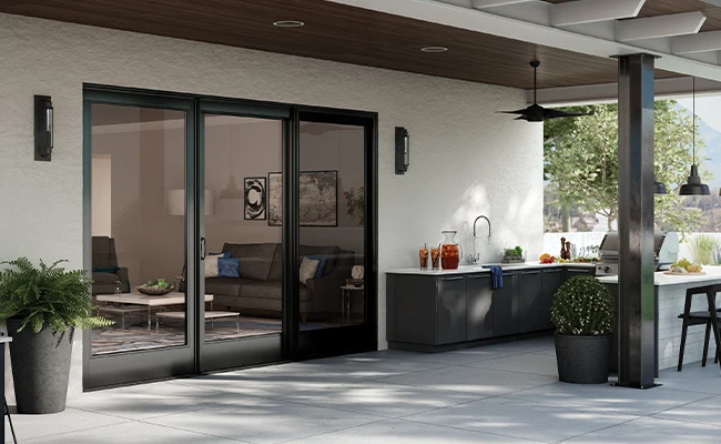 Luxury Hurricane Triple Sliding Doors German Tempered Exterior Sliding ...