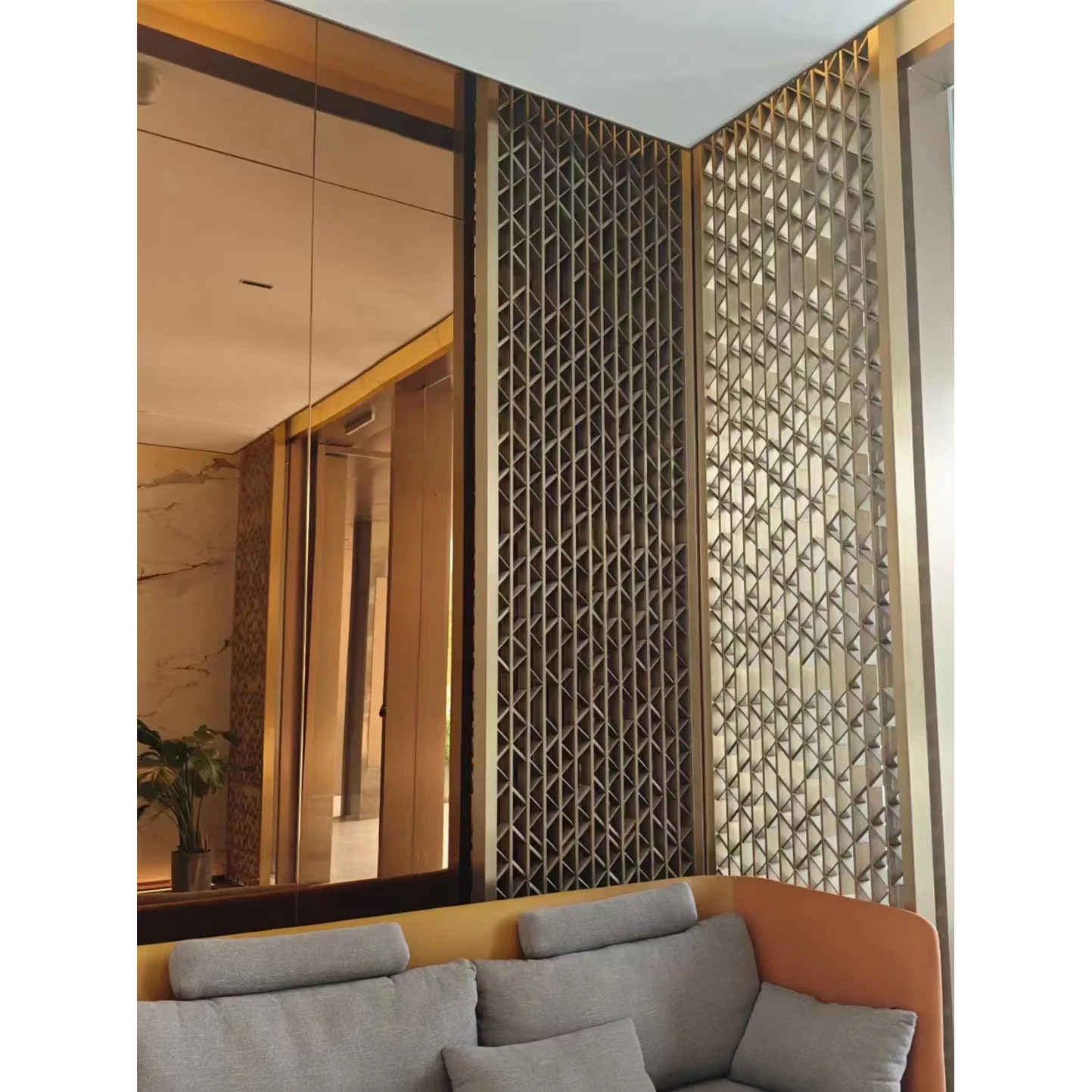 Modern Art Themed Indoor Hall Room Divider Stainless Steel Screen Partition Unique Laser Cut ...