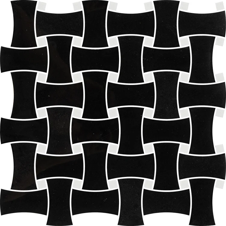 lander stone black color split cross finish marble mosaic tile glass ...
