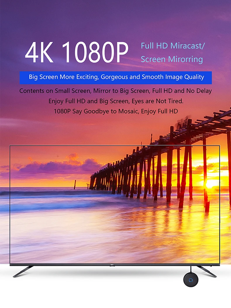 YouTube Mirroring Airplay DLNA TV Dongle with Full HD Mirascreen Miracast RK 3228A Chip 4G RAM ...