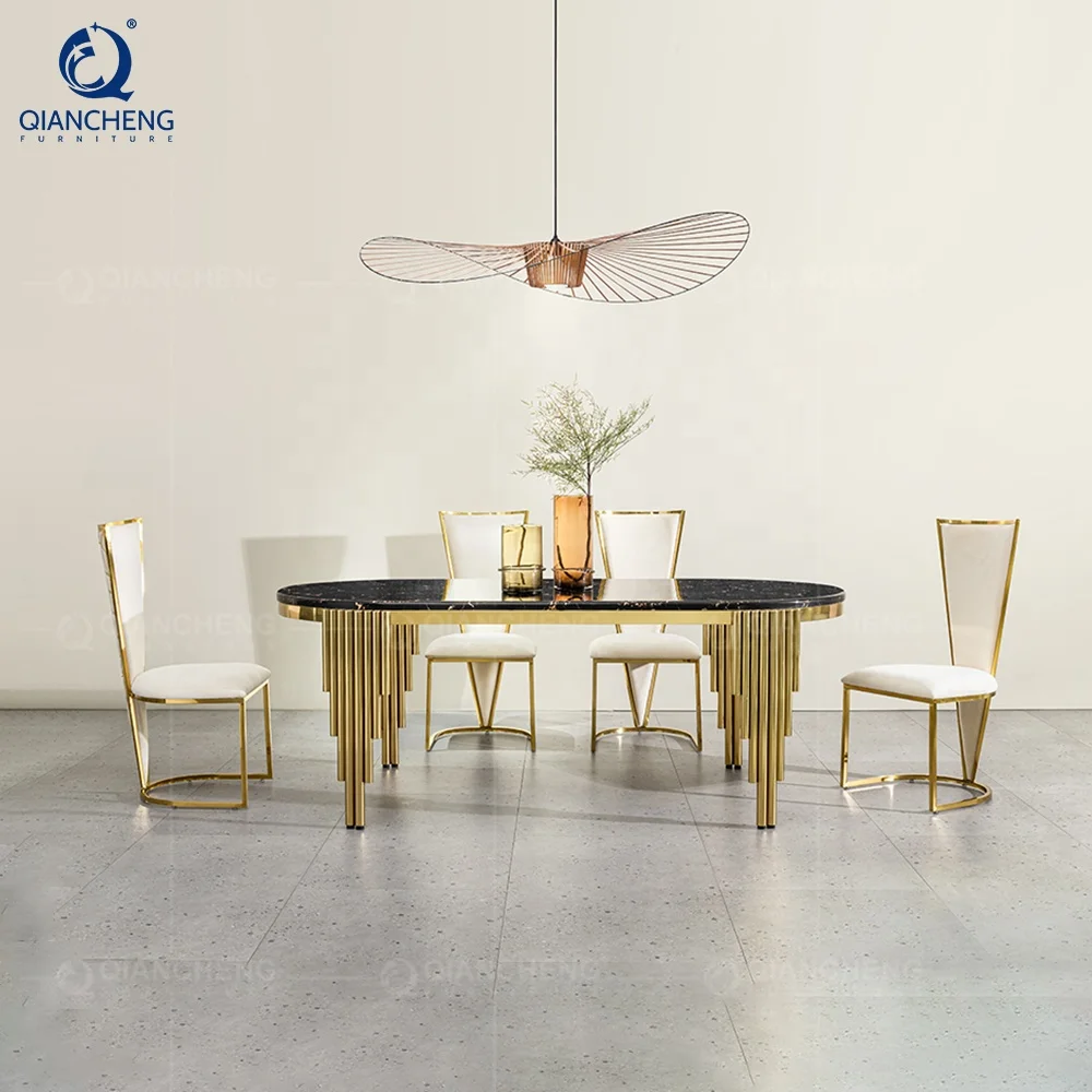 Manufacturer Foshan Muebles Comedor Dinning Table Chair Gold Stainless ...