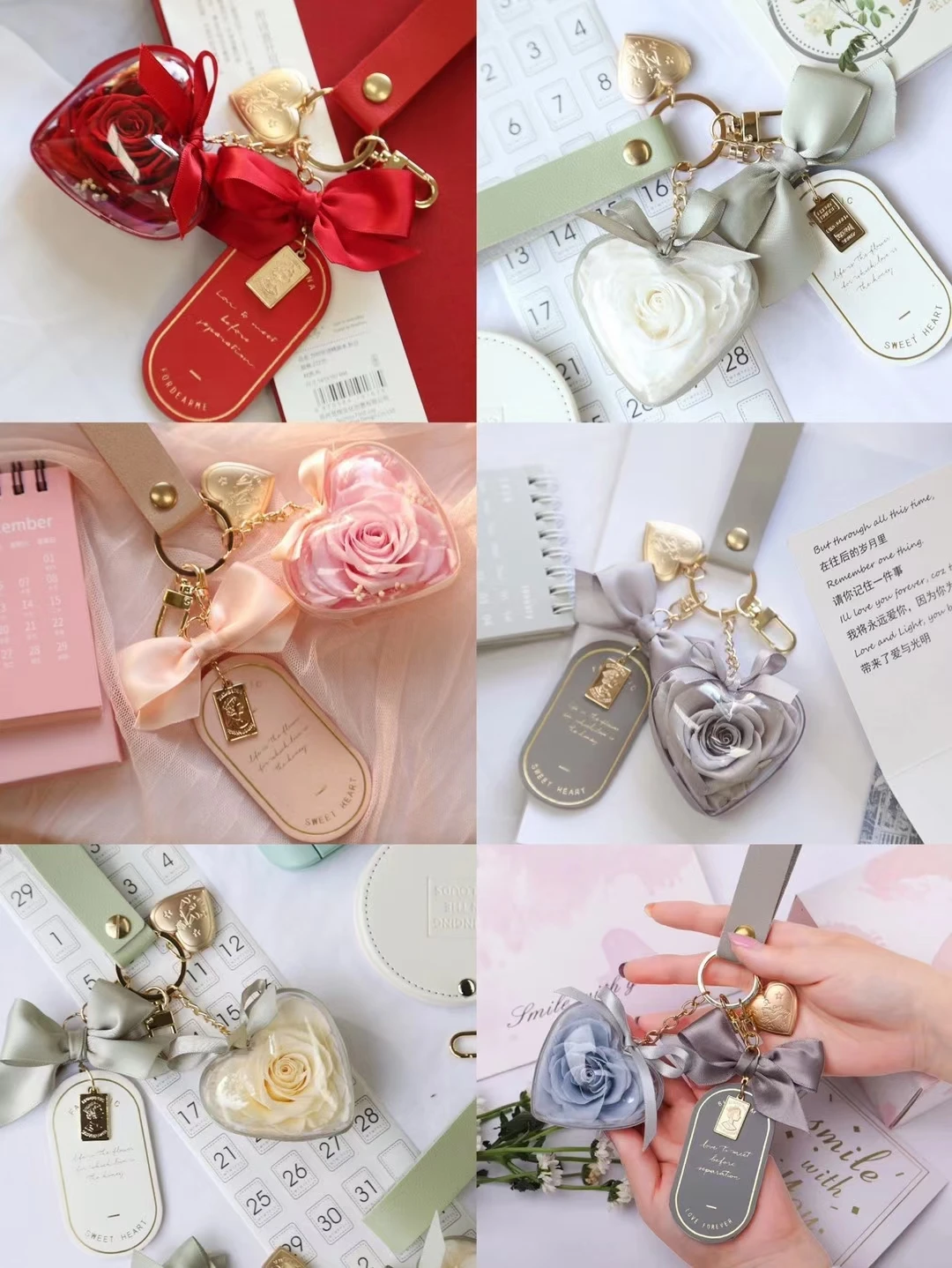 Factory Wholesale Beautiful Preserved Flower Keychain Flower Rose ...