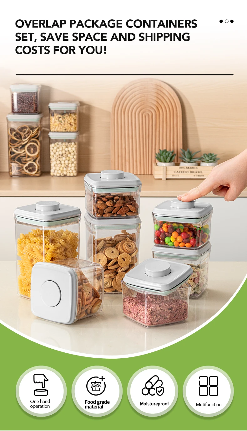 2024 New Design Plastic Jar pop Up Stackable Kitchen Storage Organizer ...