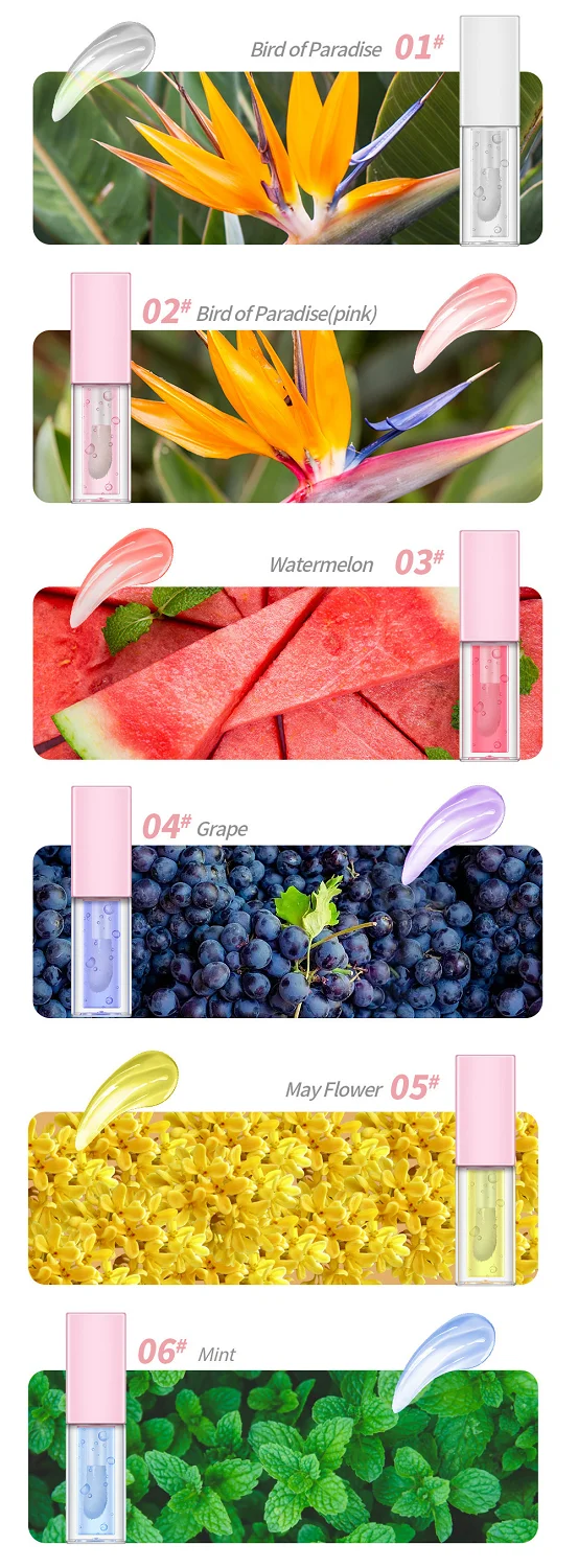 Color Changing Lip Gloss Plumper Tube Flavoring Oil Fruit Tint Glow ...