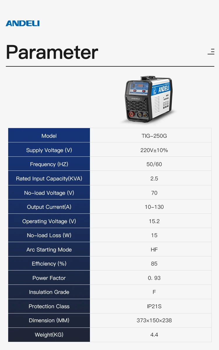 Andeli TIG-250 Welding Machine - High Productivity & Precision