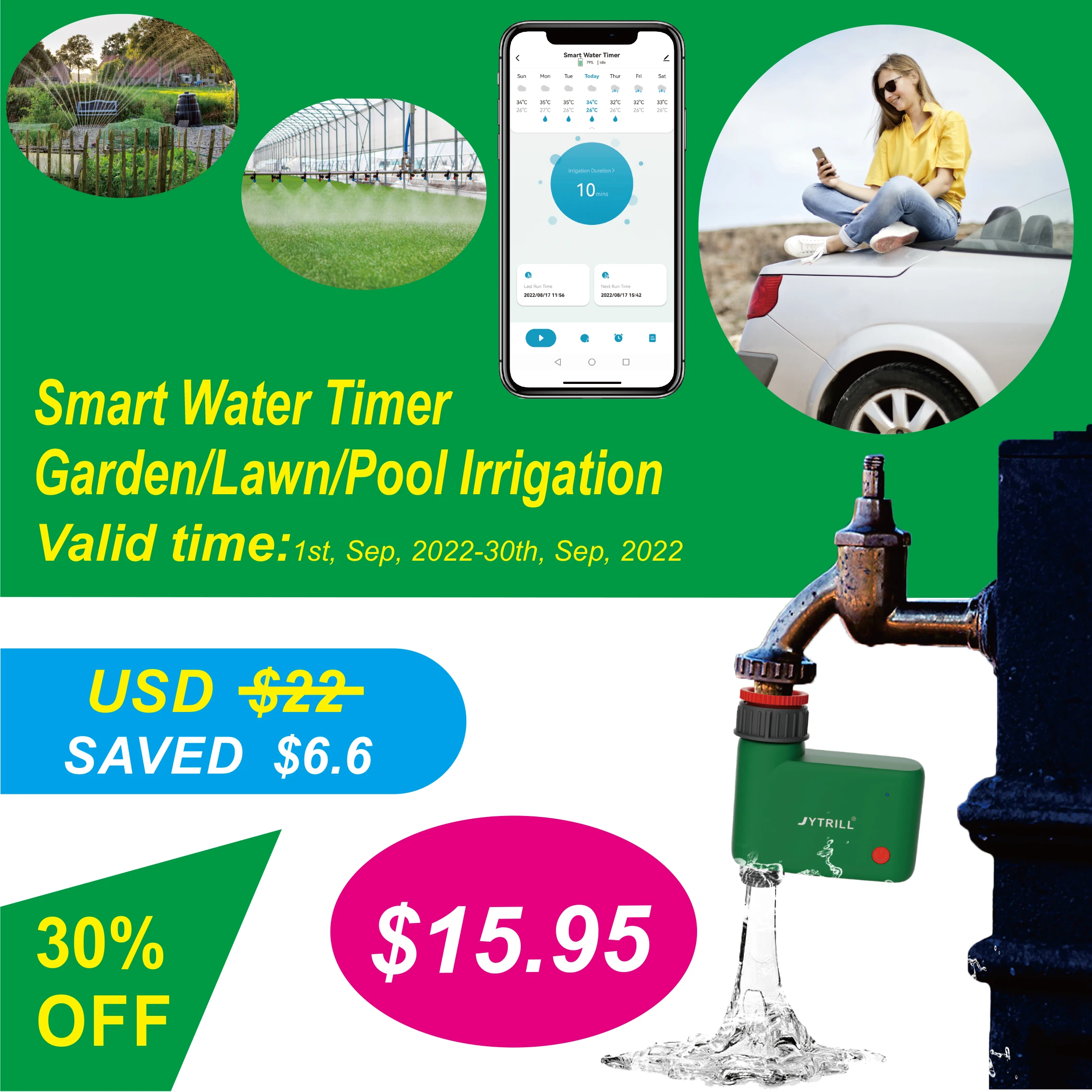 Outdoor Digital Irrigation Sprinkler Controller Faucet Timer Garden ...
