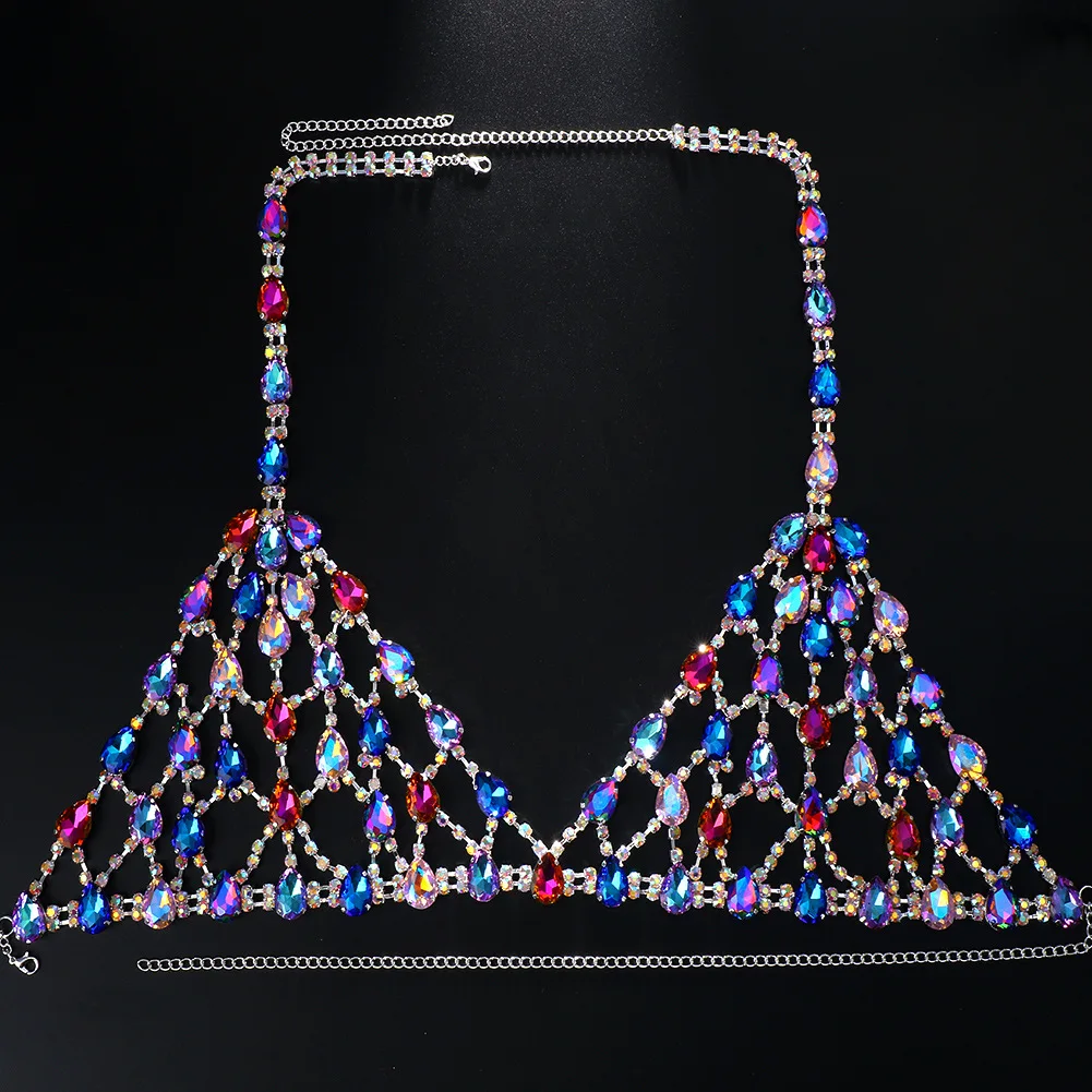 Shiny Multi Gold Plated Party Night Club Shine Ab Color Rhinestone Set