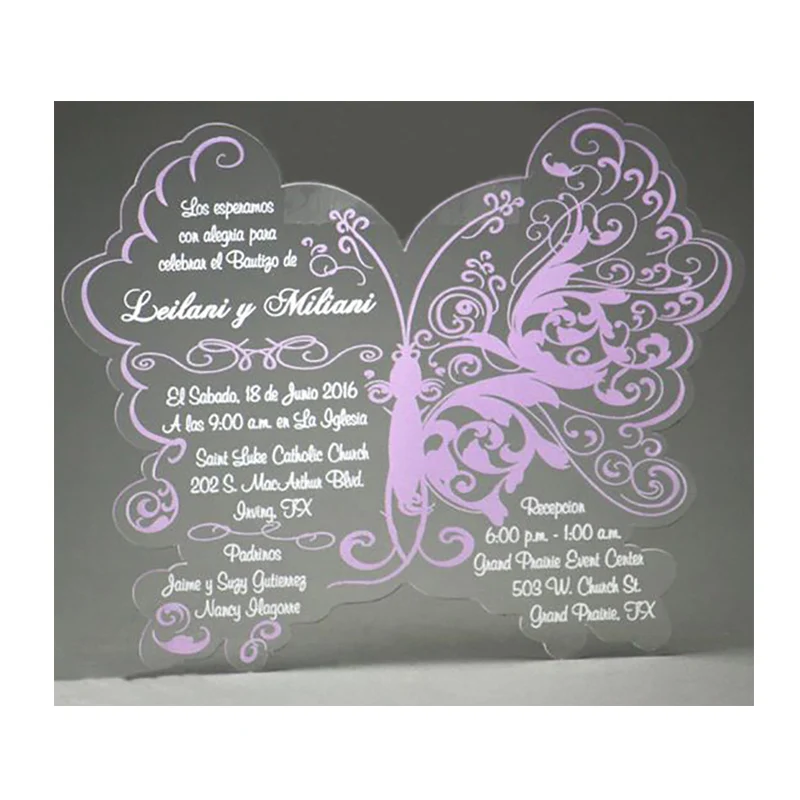 Custom Butterfly Shaped Acrylic Wedding Invitation Card - Buy Custom ...