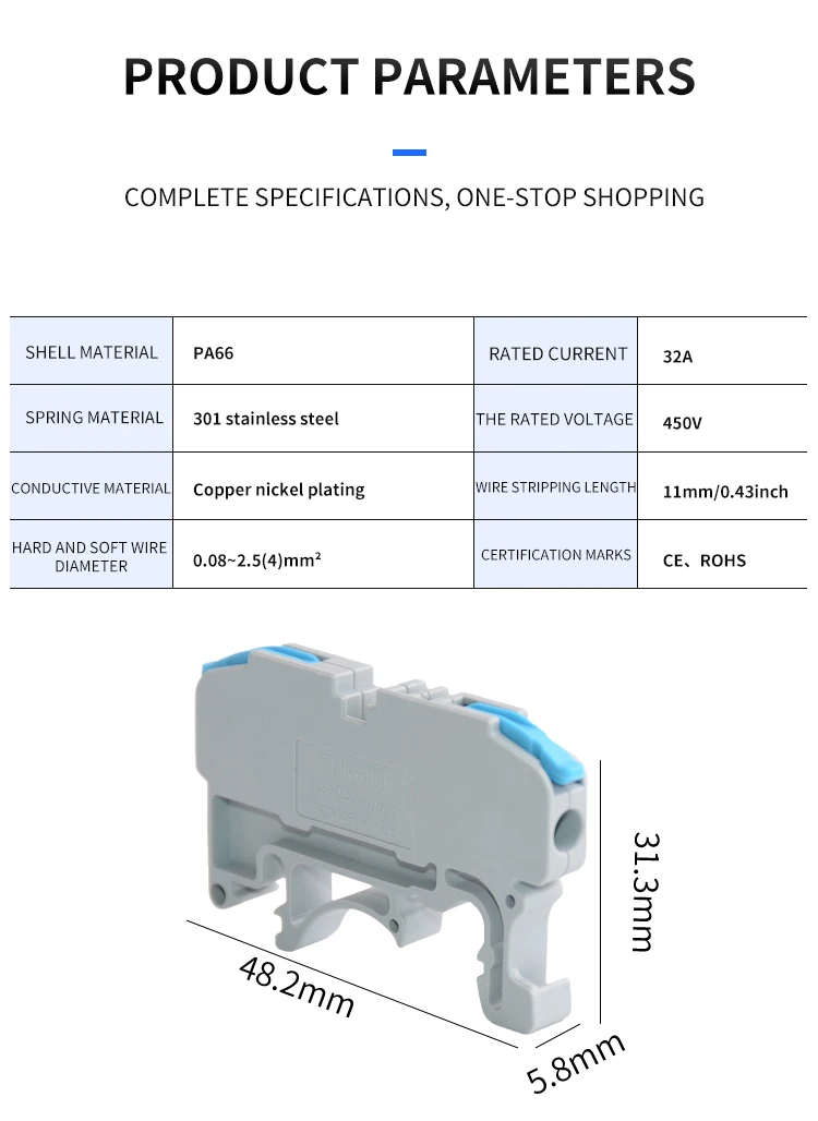 Din Rail Push In Spring Quick Cable Terminal Blocks Easy To Connect ...