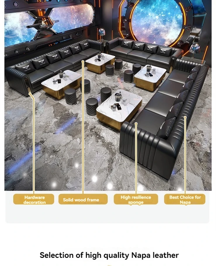 Stylish KTV Room Leather Luxury Lounge Sofa for Night Club