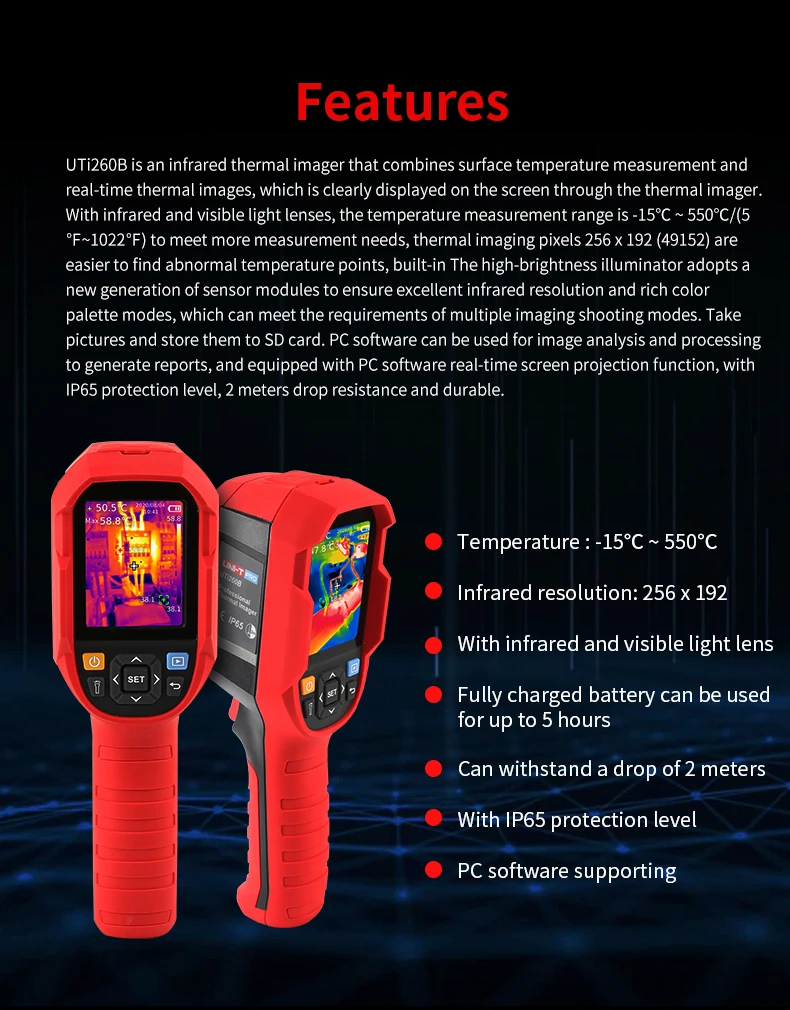 Uni-t Uti260b Thermal Imager -15~550 Industrial Thermal Imaging Camera ...