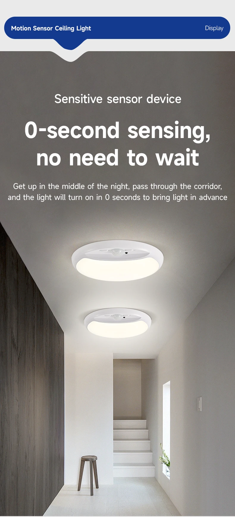 Motion Sensor Pendant Light LED Smart Ceiling Light Corridor Garage ...