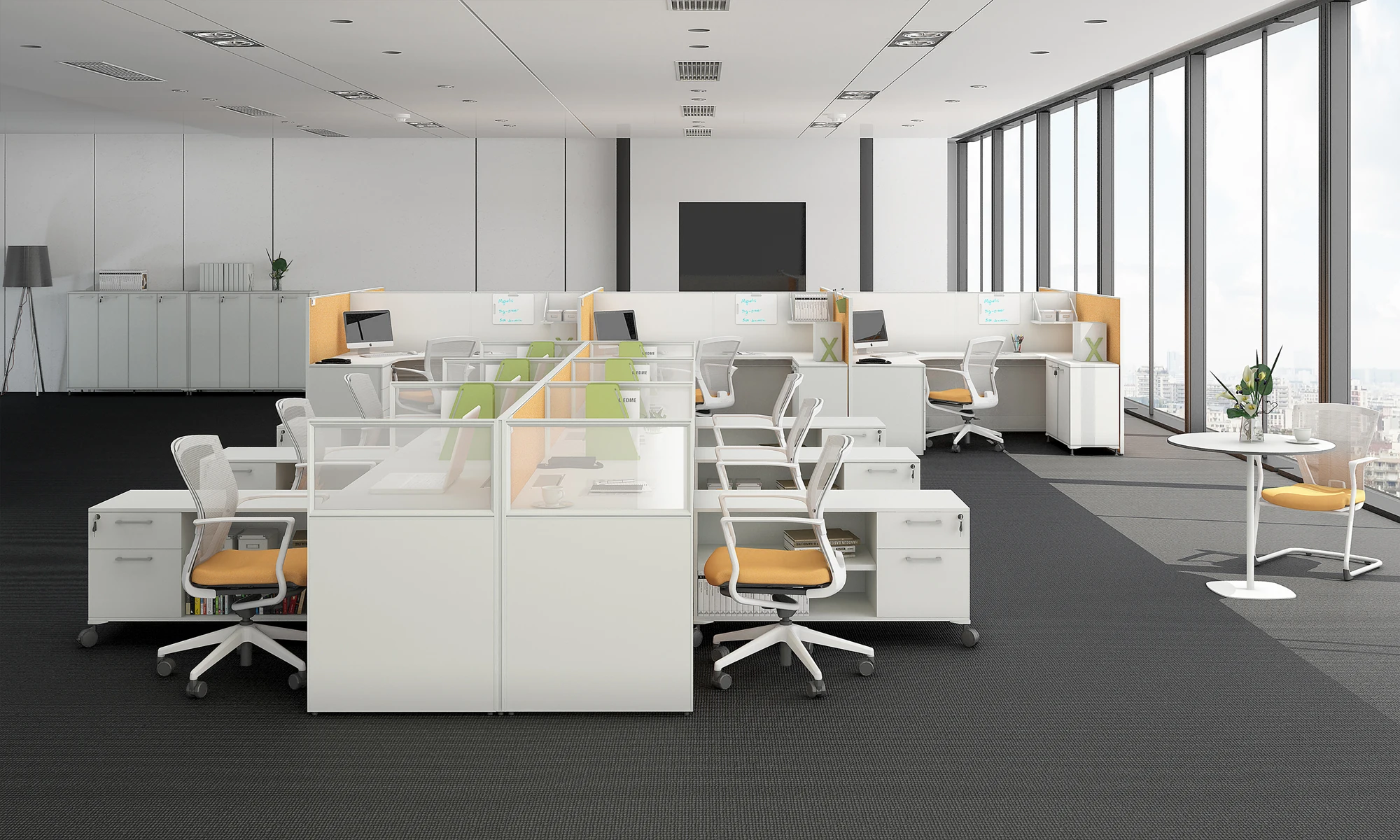 Modern Modular Cubicle Workstation 4-8 Person Steel Partition 4 Way Low ...
